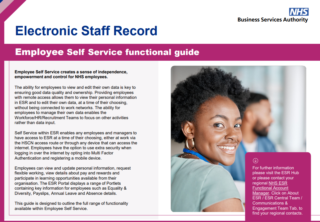 Implementing Employee Self Service - ESR Hub - NHS Electronic Staff Record
